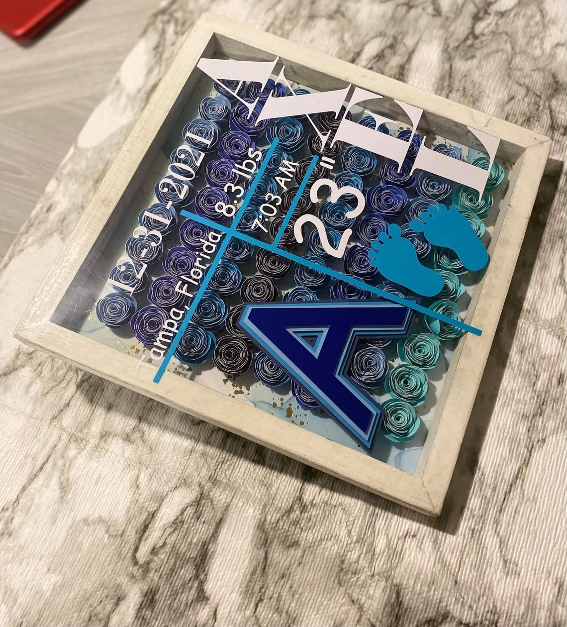 Birth Announcement Shadow Box Baby Boy Shadow Box - Etsy