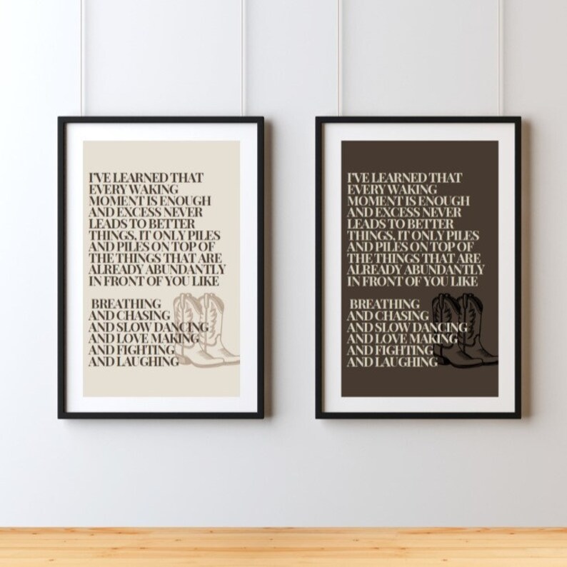 Country Music Inspired Poster Digital Wall Art Prints, Western Wall Art ...