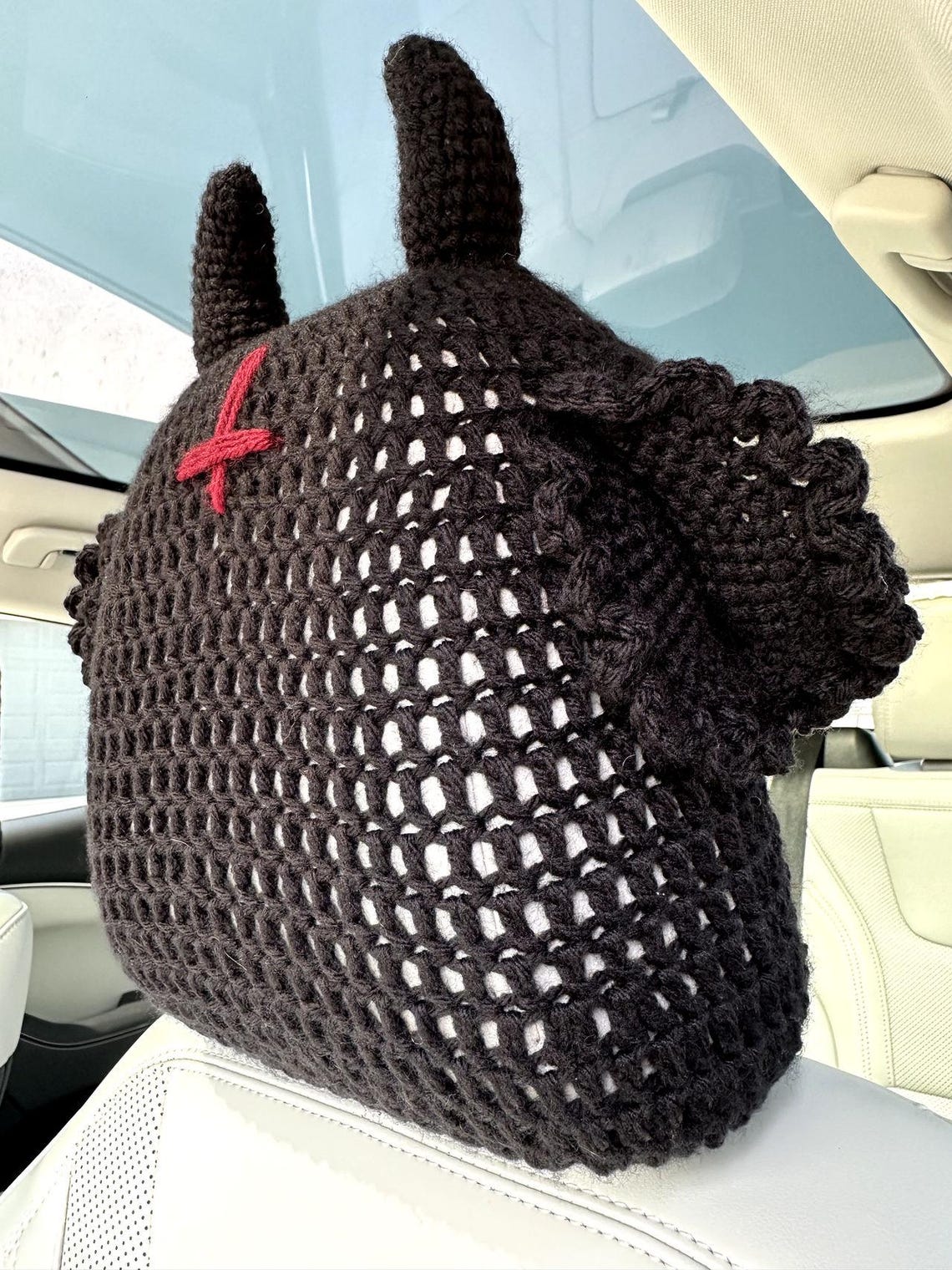 Baphomet Headrest Crochet Pattern – Gothic Car Decor, Halloween Crochet ...