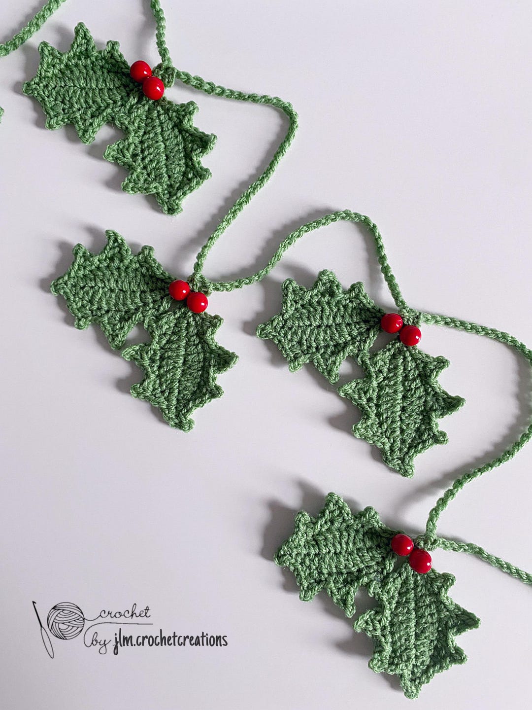 Handmade Crochet Holly Garland | Christmas | Holly | Berries | Winter ...