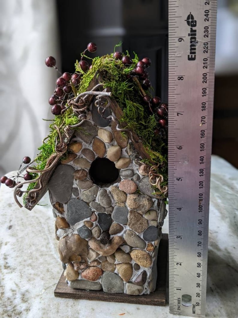 The Berry Cottage-stone Cabin Birdhouse Rustic Stone - Etsy