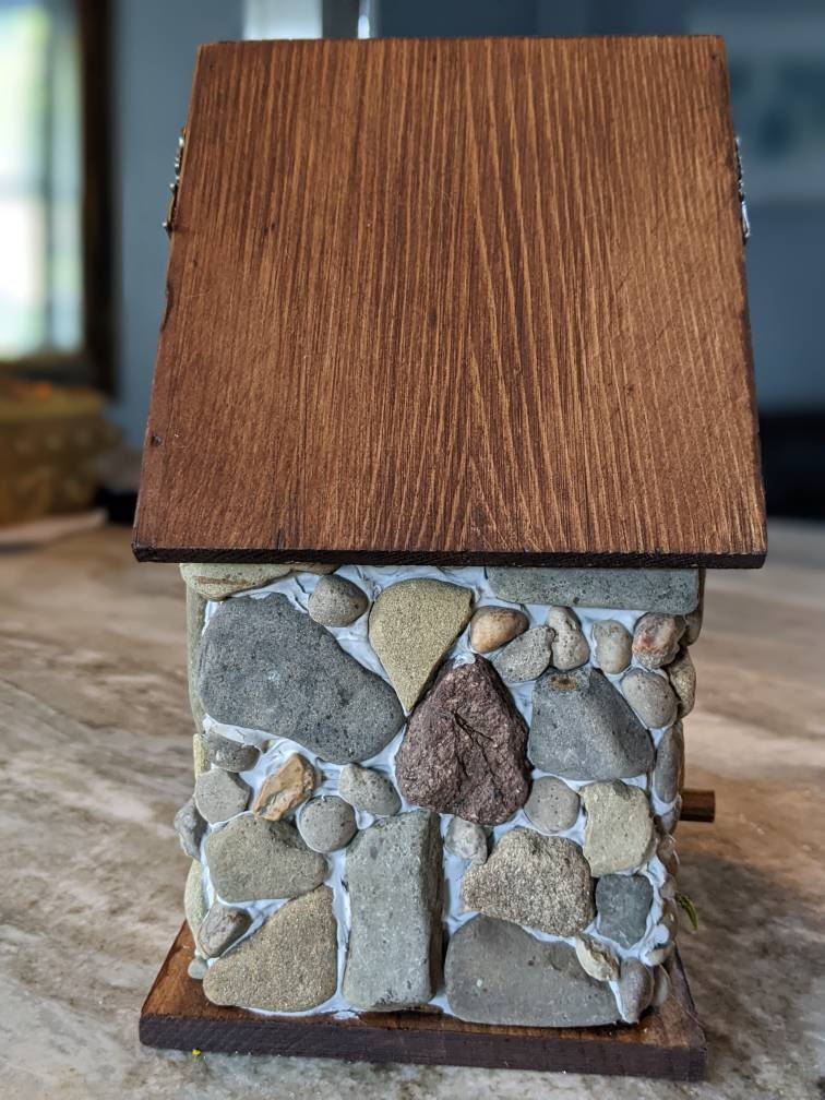 Stone Cottage Birdhouse Rustic and Charming Birdhouse Bird - Etsy