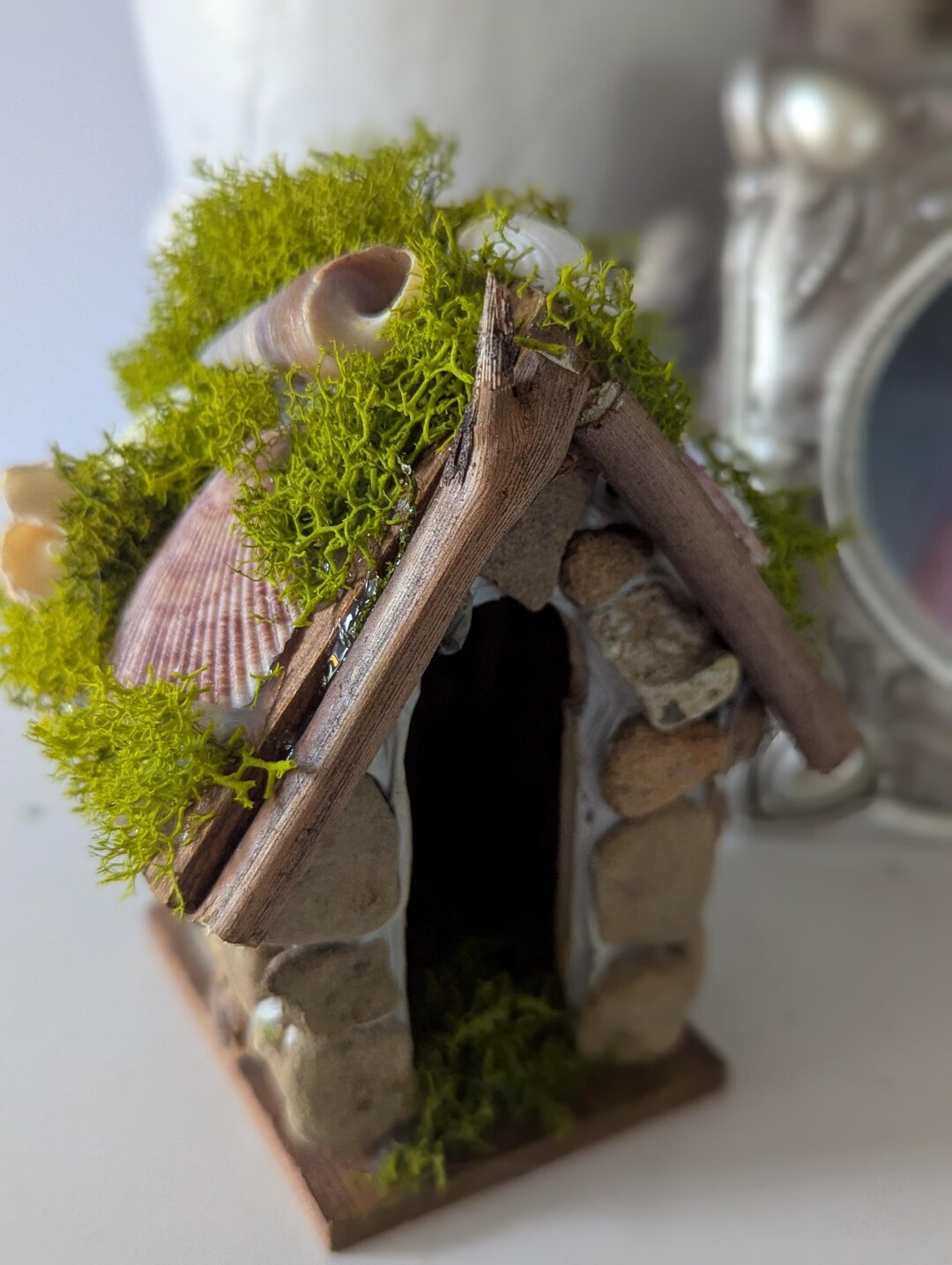 Miniature Beach Cottage, River Stone and Seashell Garden Art - Etsy