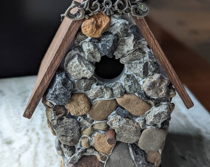 Stone Cottage Birdhouse Rustic and Charming Birdhouse Bird - Etsy