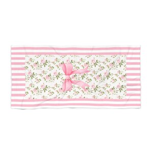 Coquette Floral Pink Bow Beach Towel - Perfect for Summer, Pool Parties ...