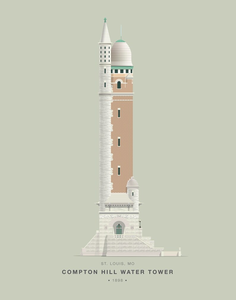 Compton Hill Water Tower - St Louis Print, Tower Grove Park, St Louis ...