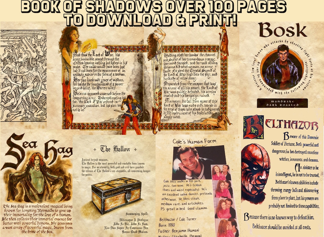 Charmed Book of Shadows Replica instant Printable Download Pages-wiccan ...