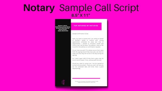 Notary Signing Agent Call Script - Etsy