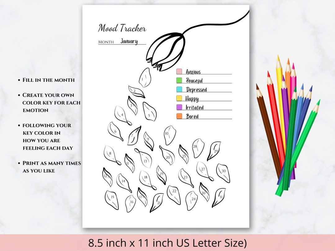 Flower Mood Tracker Mood Tracker Mood Tracker Printable - Etsy