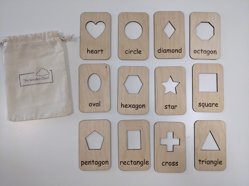 Wooden Shape Tracing Flash Cards - Etsy