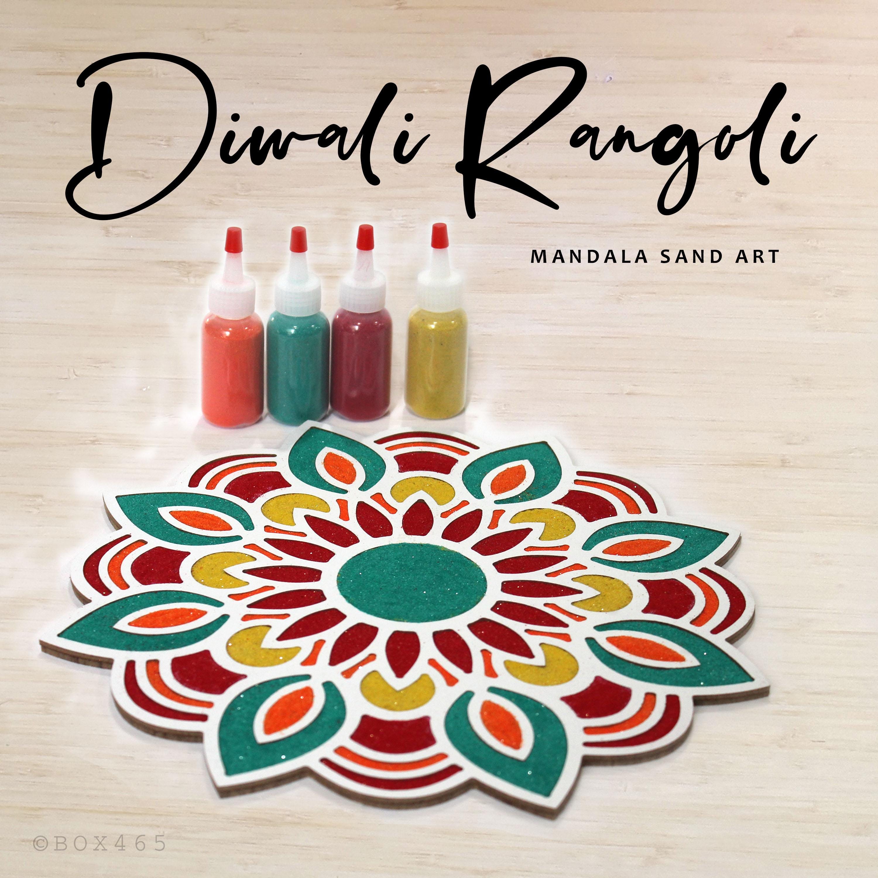 Diwali Rangoli Mandala Sand Art Gift, 12 Inch Reusable MDF Design ...