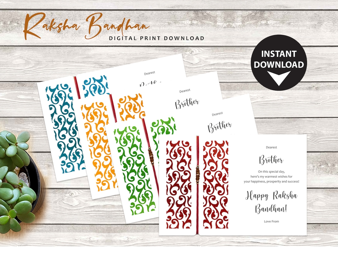 Digital Print Raksha Bandhan / Friendship Bracelet Card Instant ...