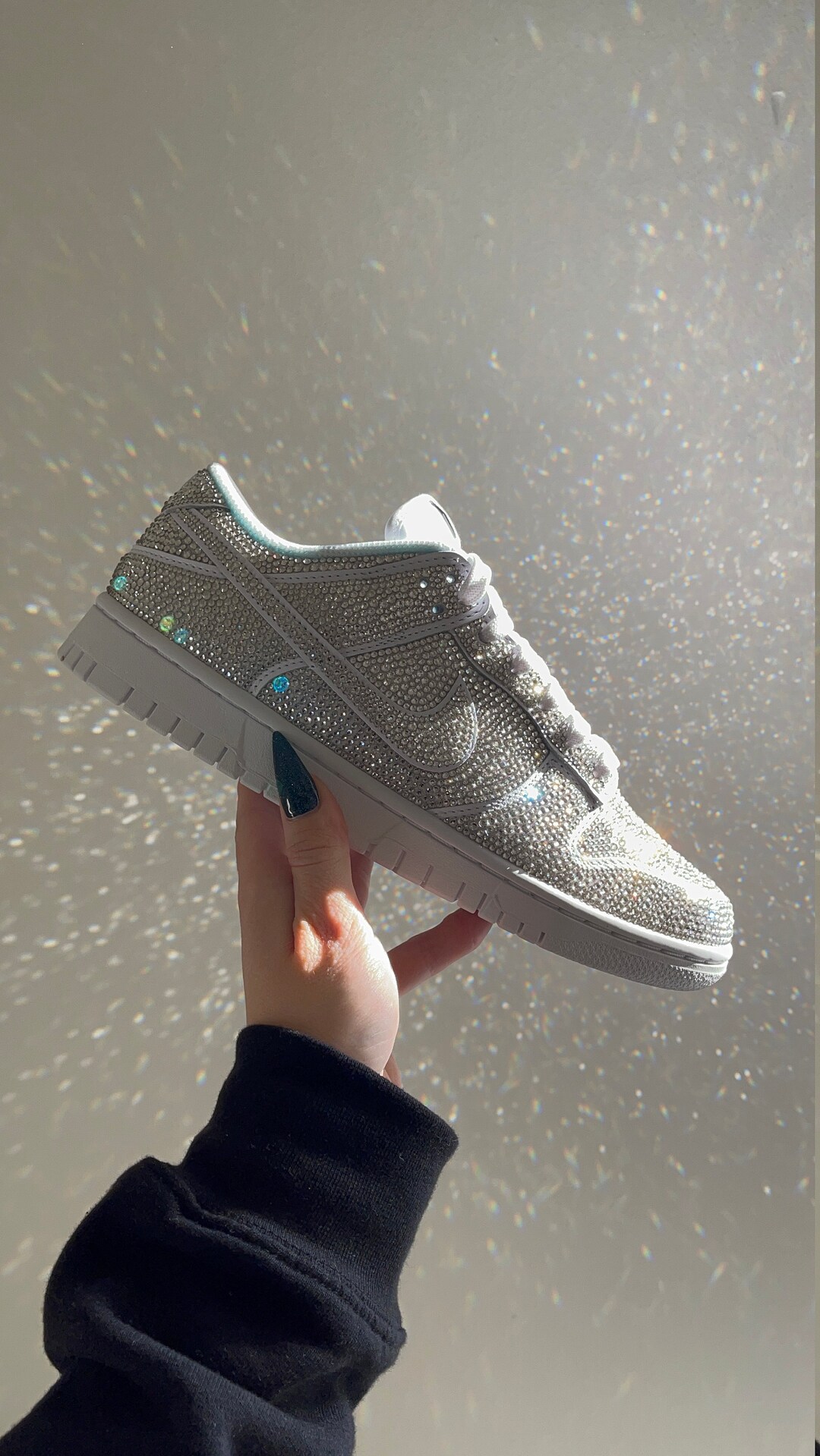 Swarovski Crystal Nike Dunk Low triple White - Etsy