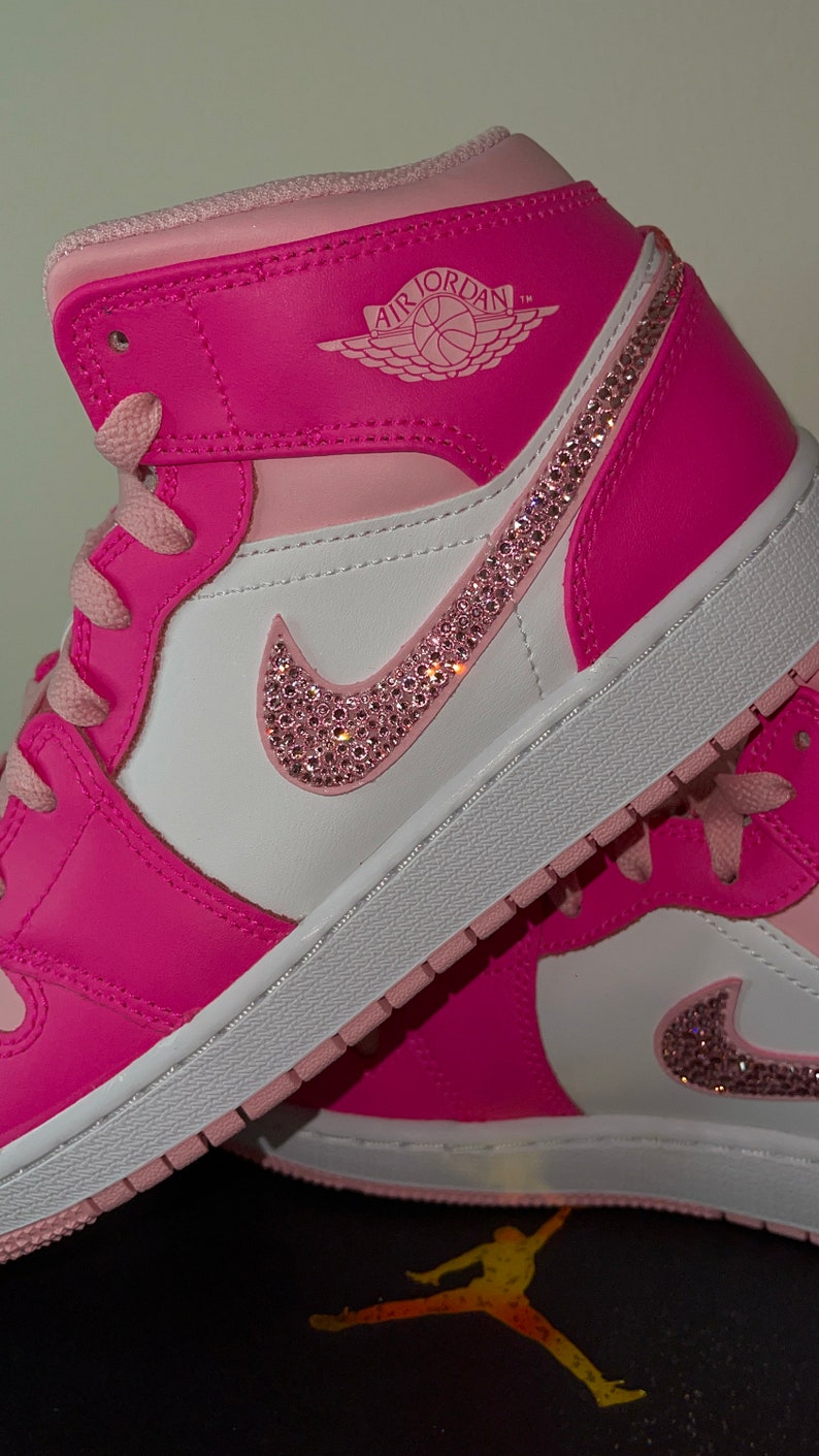 LAST PAIR Air Jordan 1 Mid GS 'fierce Pink'. Barbie Pink Sneakers With ...