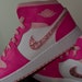 Air Jordan 1 Mid GS 'fierce Pink'. Barbie Pink Sneakers With Crystal ...