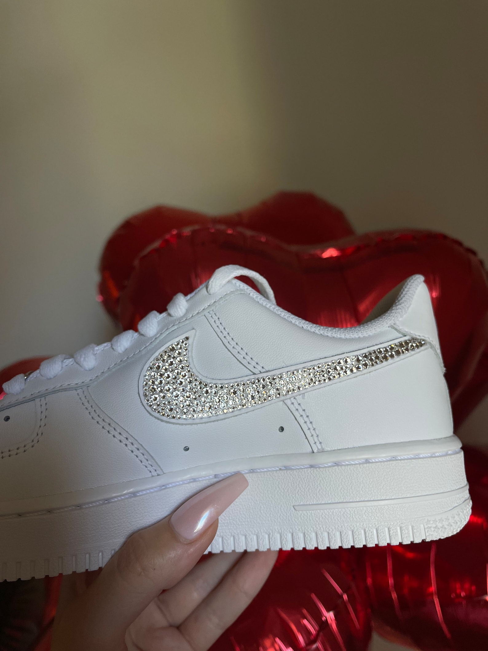 Air Force 1 White Low With Swarovski Crystals. Crystallized Swooshes ...