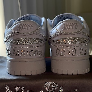 Wmns Dunk Low White With Swarovski Crystals With Date and Name. Bridal ...
