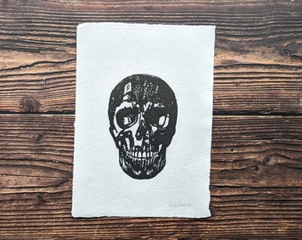 Skull Linocut - Etsy
