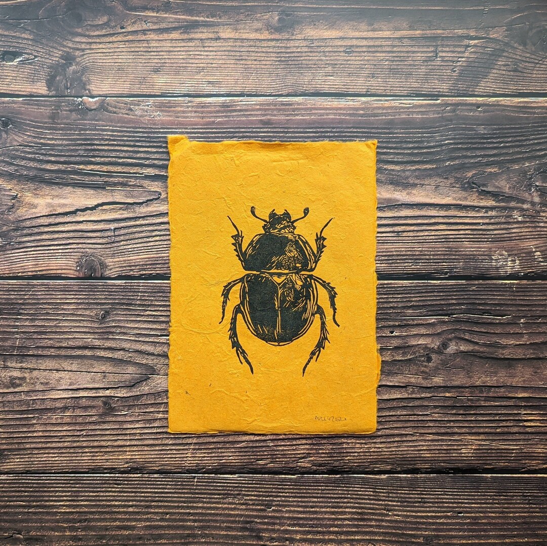 Beetle Art Print Original Linocut Print Picture Home Decor Wall Art - Etsy
