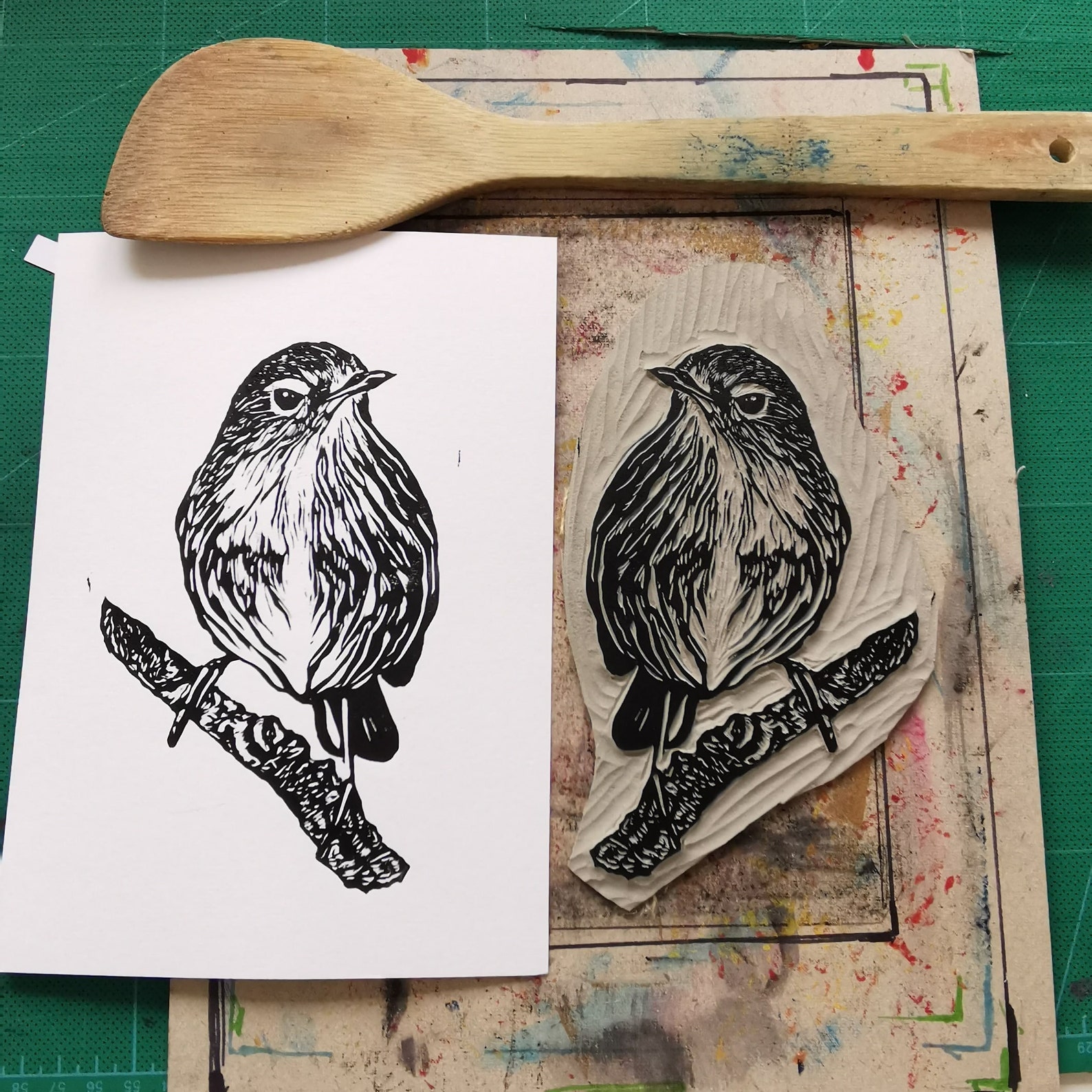 Robin Print Original Linocut Bird Picture Home Decor Wall Art - Etsy