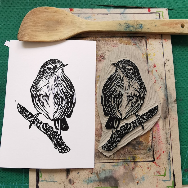 Robin Print Original Linocut Bird Picture Home Decor Wall Art - Etsy
