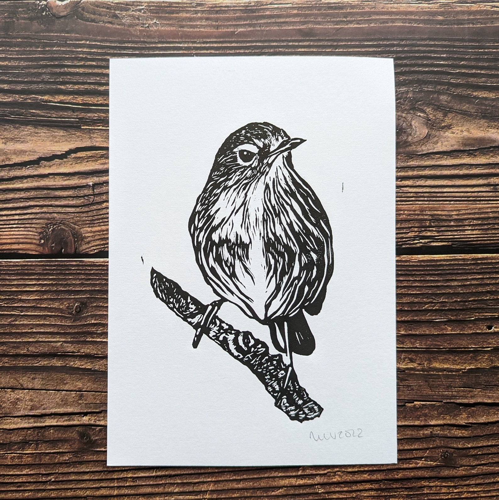 Robin Print Original Linocut Bird Picture Home Decor Wall Art - Etsy