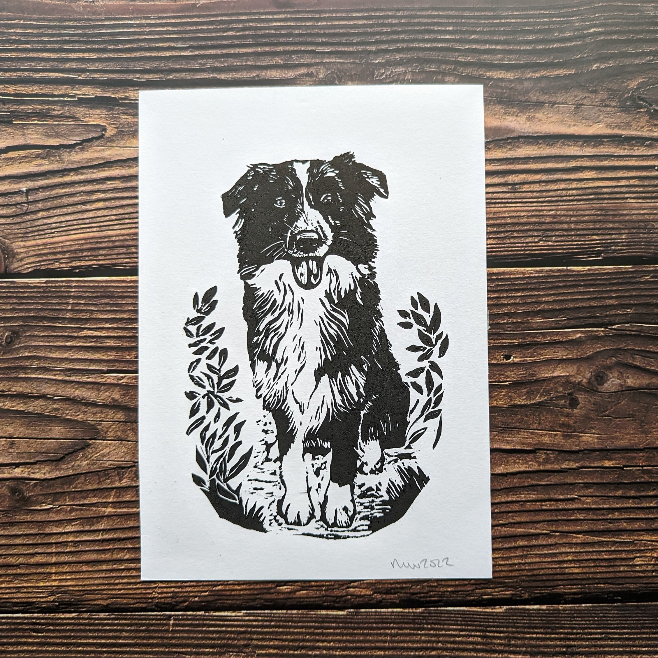 Border Collie Print Original Linocut Picture Home Decor Wall Art - Etsy ...