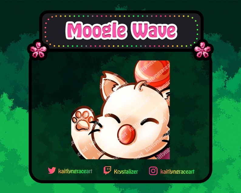 Twitch Emote Moogle Wave / Waving / Hi / Discord Sticker / Emote / Cute ...