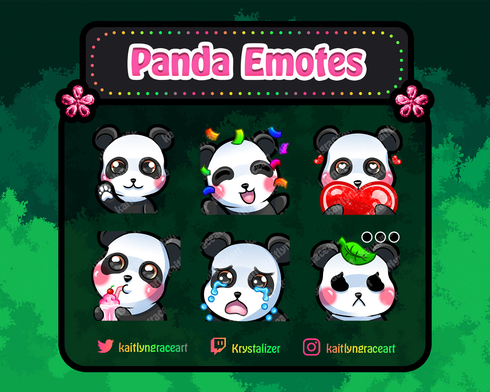 Twitch Emote Panda Pack / X 6 / Discord Sticker / Emote / Cute - Etsy