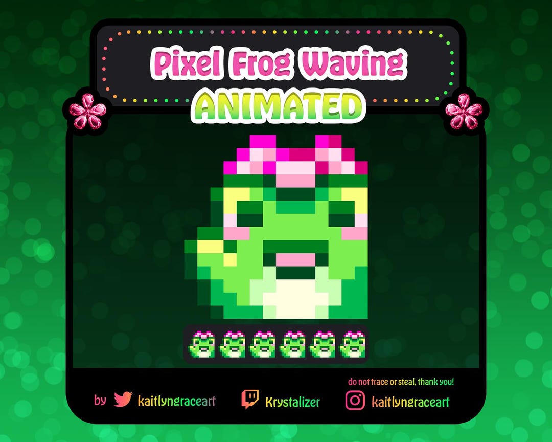 Animated Twitch Emote Frog Waving / Pixel Art / Cute / Kawaii ...