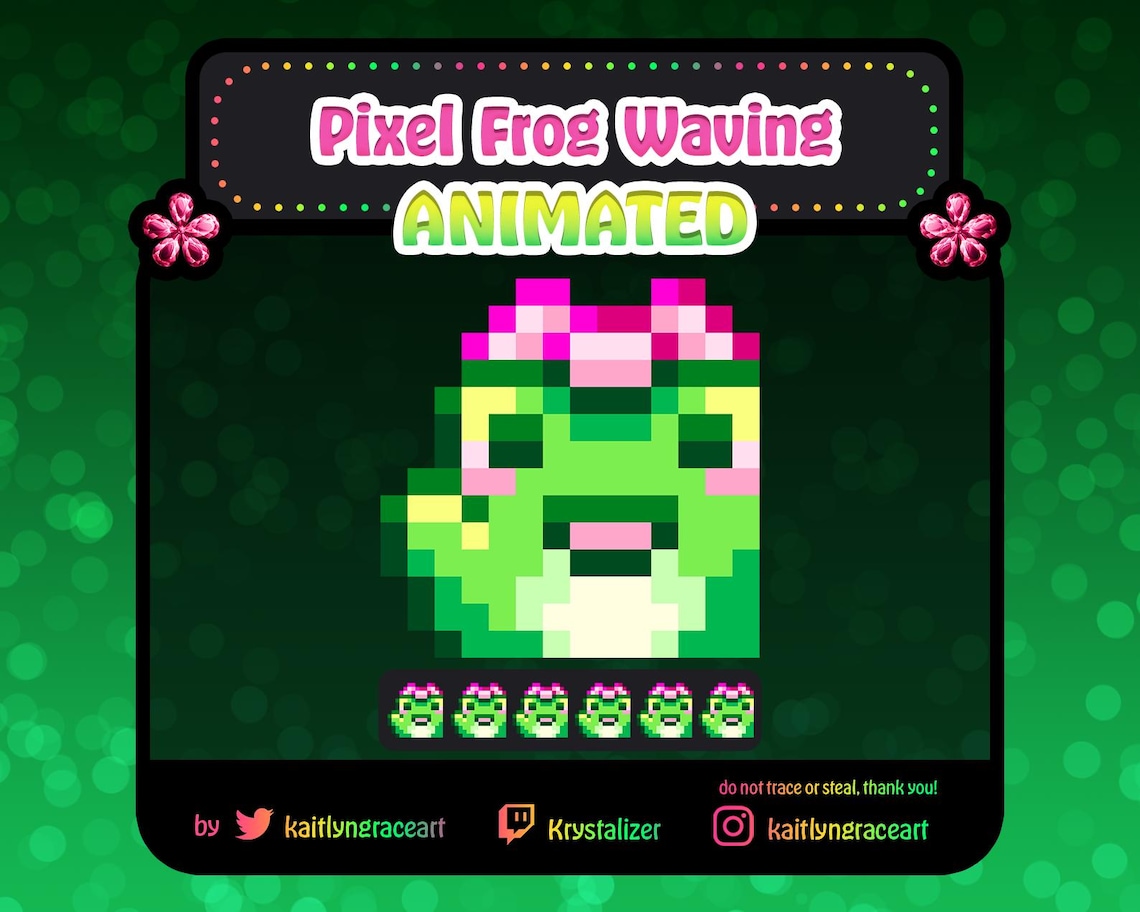 Animated Twitch Emote Frog Waving / Pixel Art / Cute / Kawaii ...