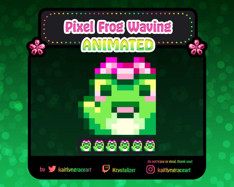 Animated Twitch Emote Frog Waving / Pixel Art / Cute / Kawaii ...