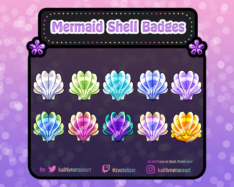 Mermaid Shell Twitch Badges / Subscriber / Sub / Bit / Cheer / Streamer ...