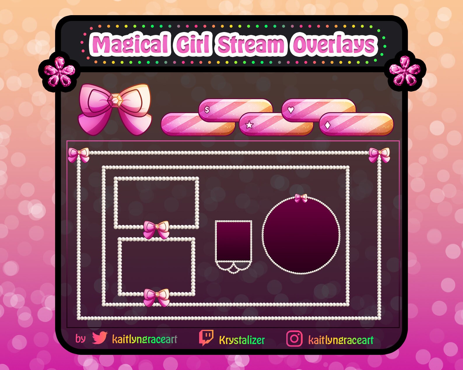 Pink Magical Girl Animated Stream Overlay Pack for Twitch / Vtubers - Etsy