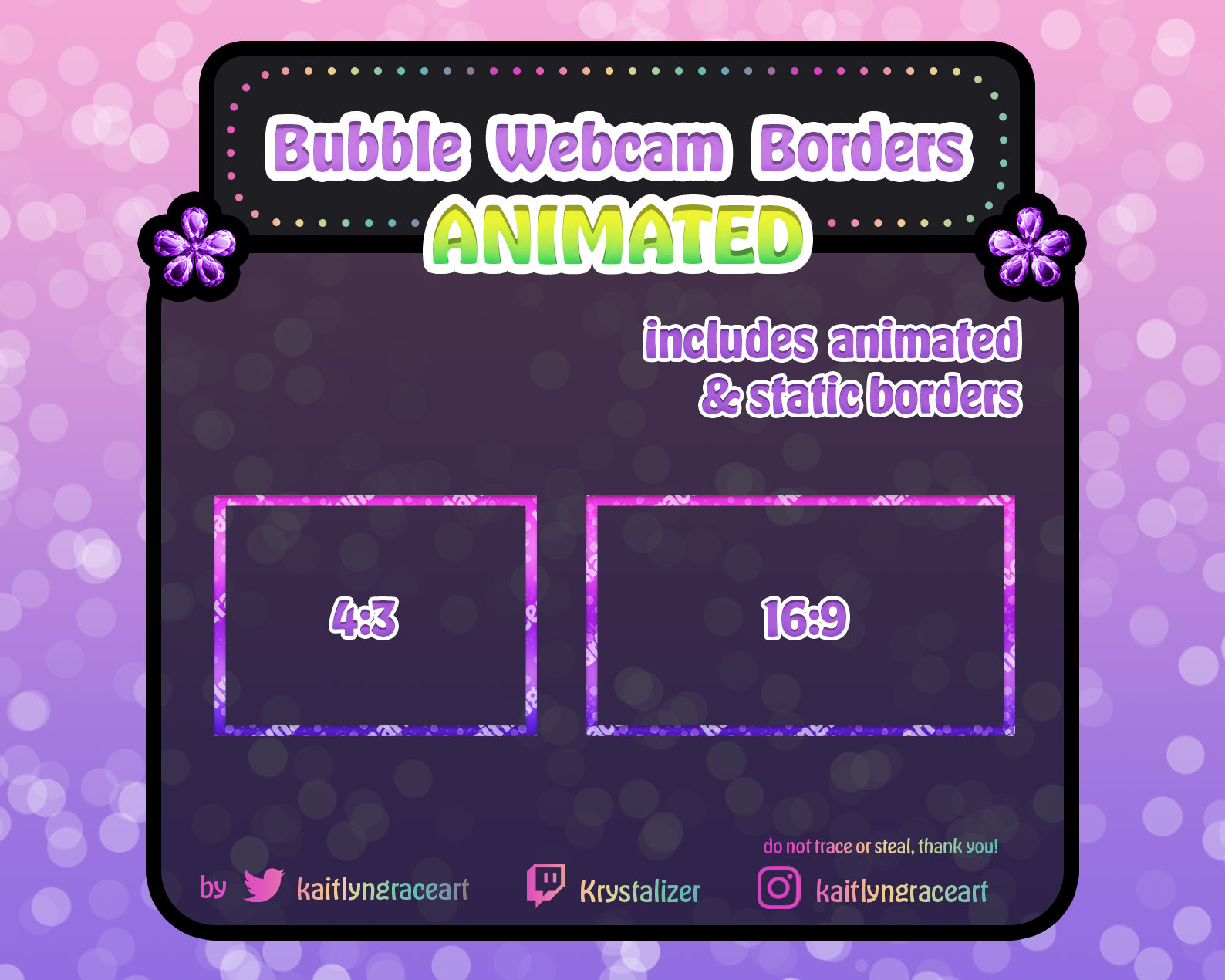 Animated Purple & Pink Mermaid Bubble Webcam Borders for Twitch ...