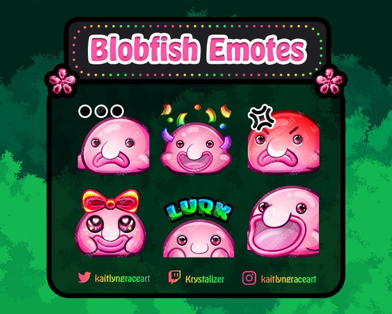 Twitch Emote Blobfish Pack / X 6 / Discord Sticker / Emote / Cute ...