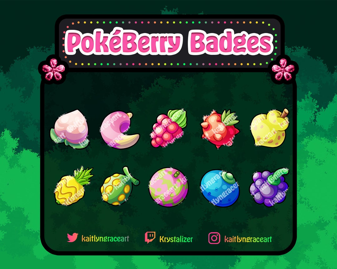 Pokemon Berry Twitch Badges / Sub Badge / Bit Badge / Cute / Kawaii ...