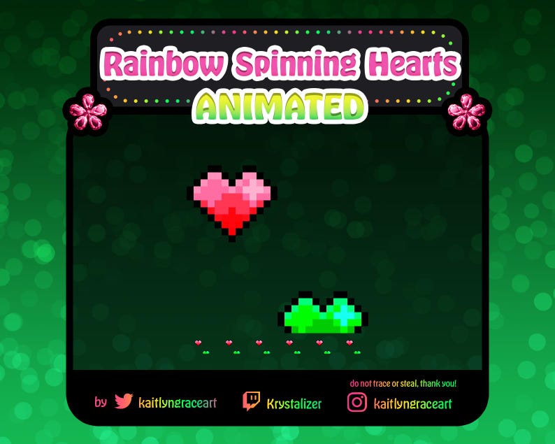 Animated Twitch Emote Rainbow Spinning Hearts / Pixel Art / Cute ...