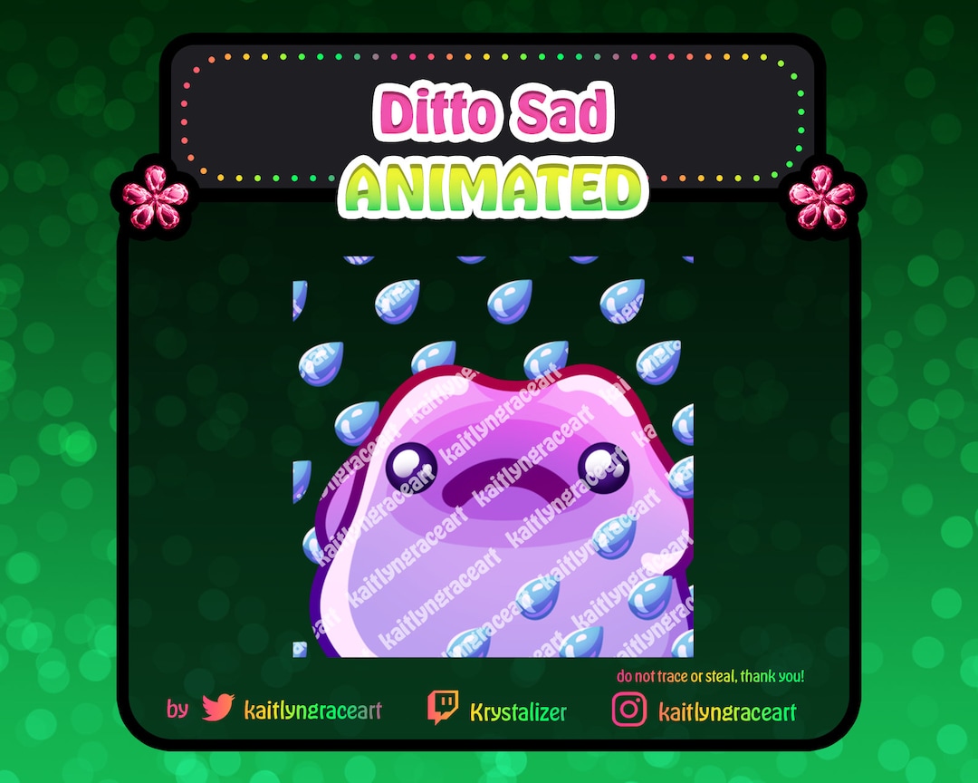 Animated Twitch Emote Ditto Sad Raining / Pokemon / Emote / Cute ...
