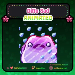 Animated Twitch Emote Ditto Sad Raining / Pokemon / Emote / Cute ...
