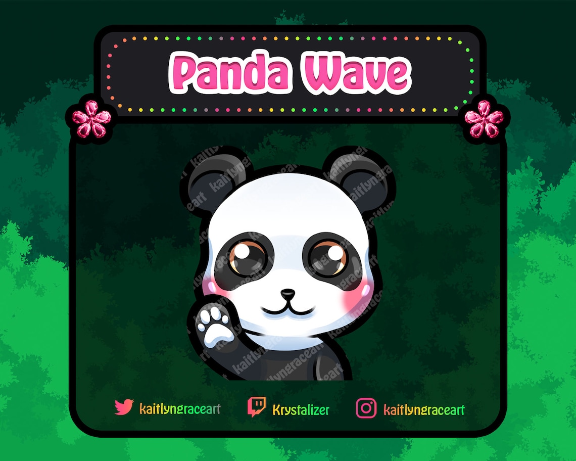 Twitch Emote Panda Wave / Waving / Discord Sticker / Emote / Cute ...