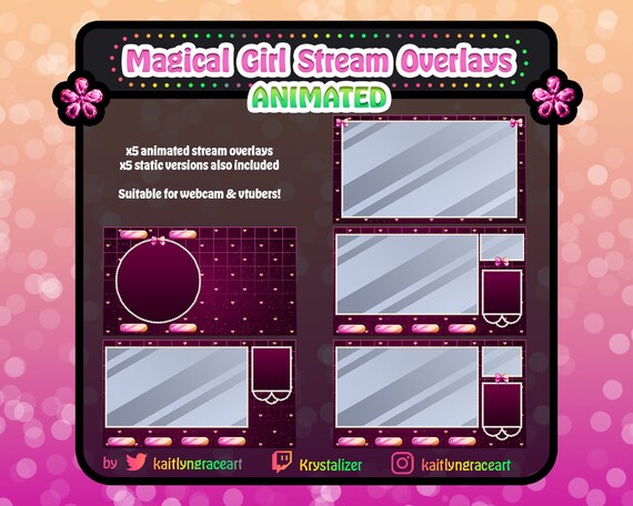 Pink Magical Girl Animated Stream Overlay Pack for Twitch / - Etsy