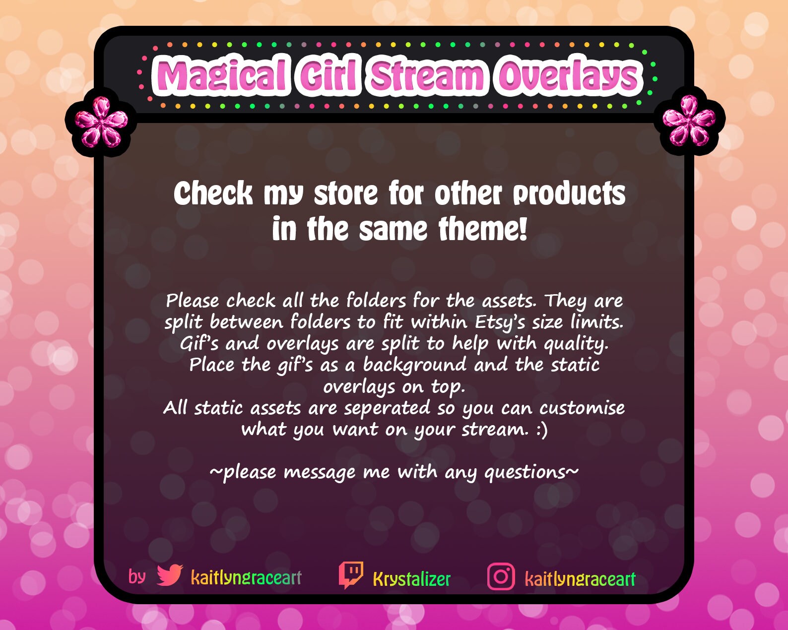 Pink Magical Girl Animated Stream Overlay Pack for Twitch / Vtubers - Etsy