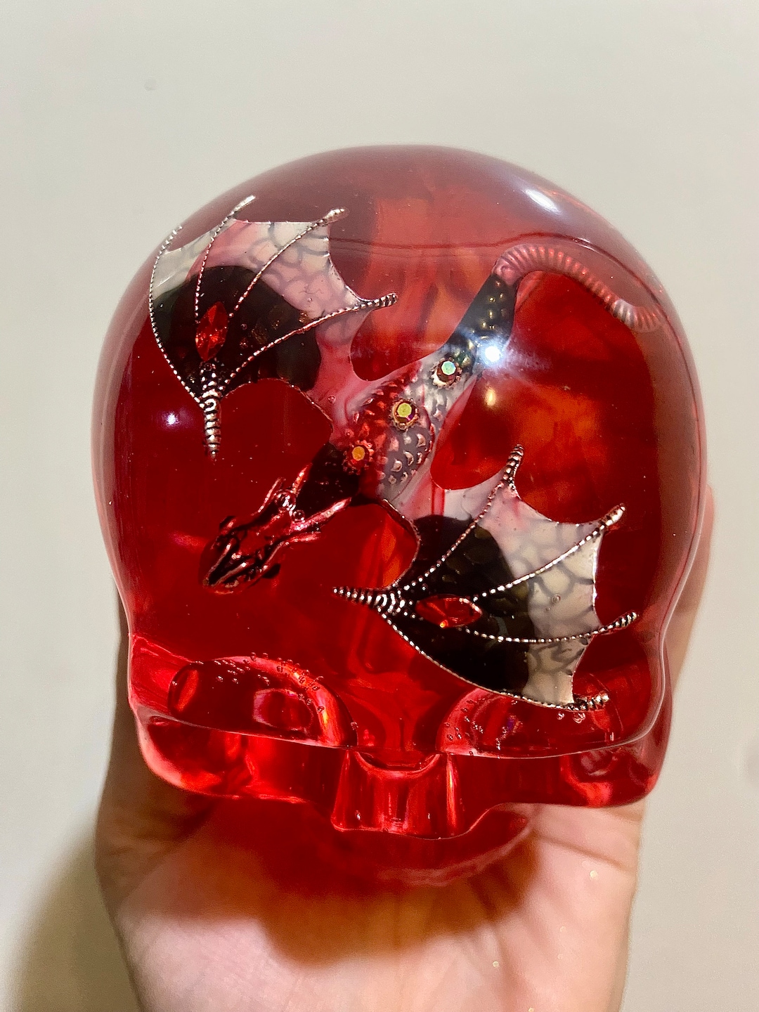 Red Dragon Skull With Smoke/flames - Etsy