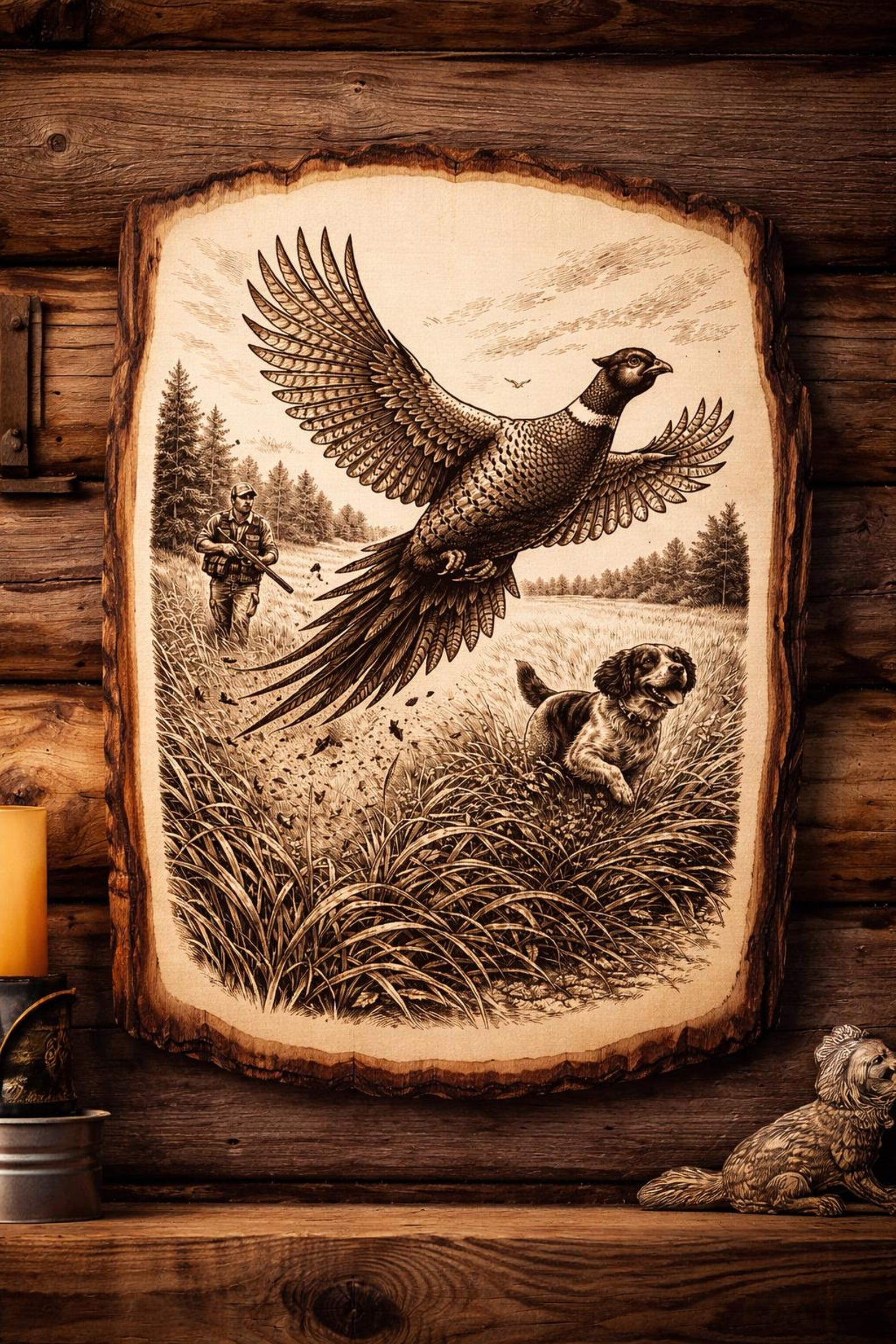 Pheasant Hunting Laser Engraving | Bird Dog Upland Hunter Wood Burn ...