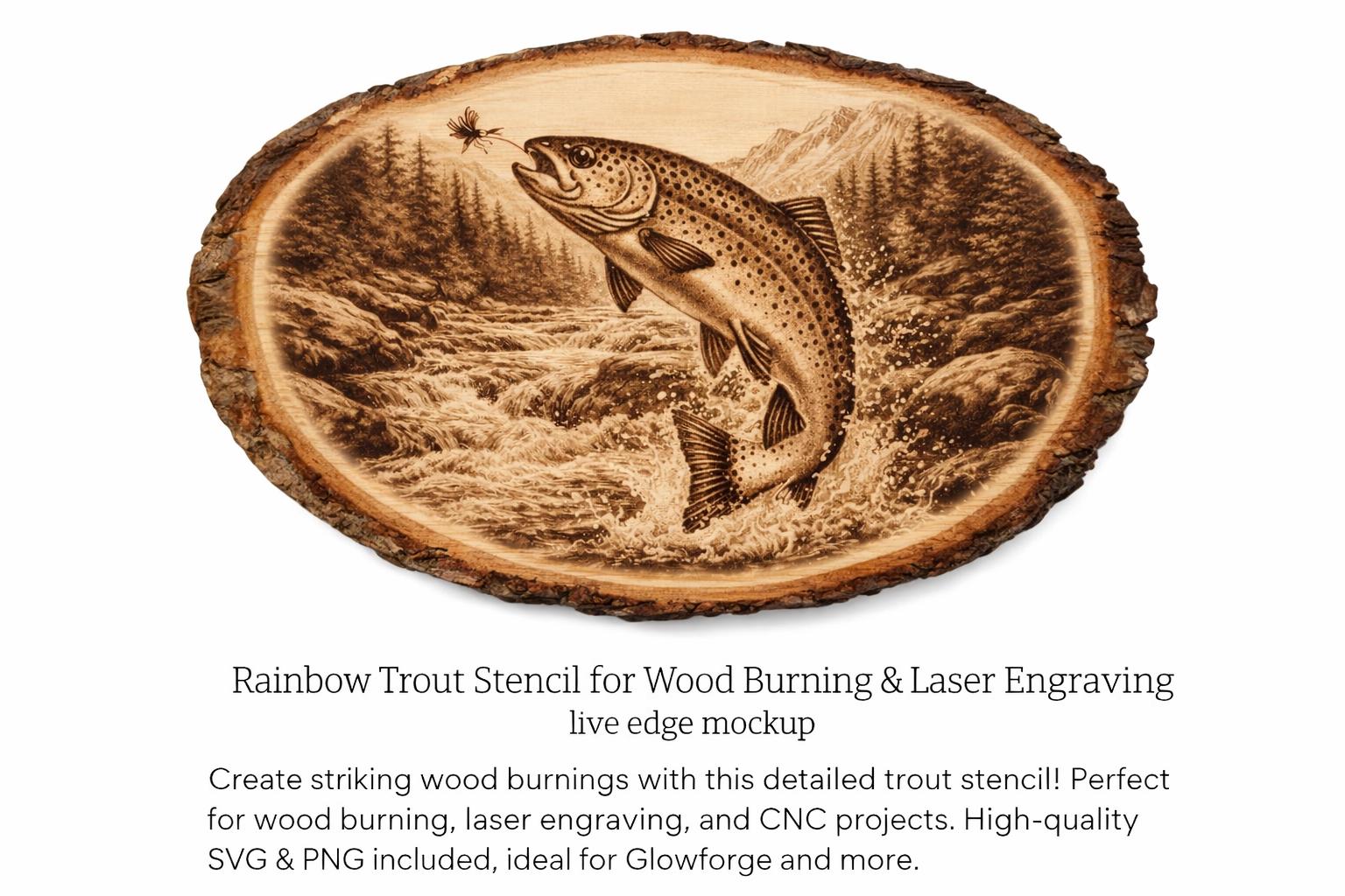 Rainbow Trout Stencil | Wood Burning, Laser Engraving (PNG, JPEG ...