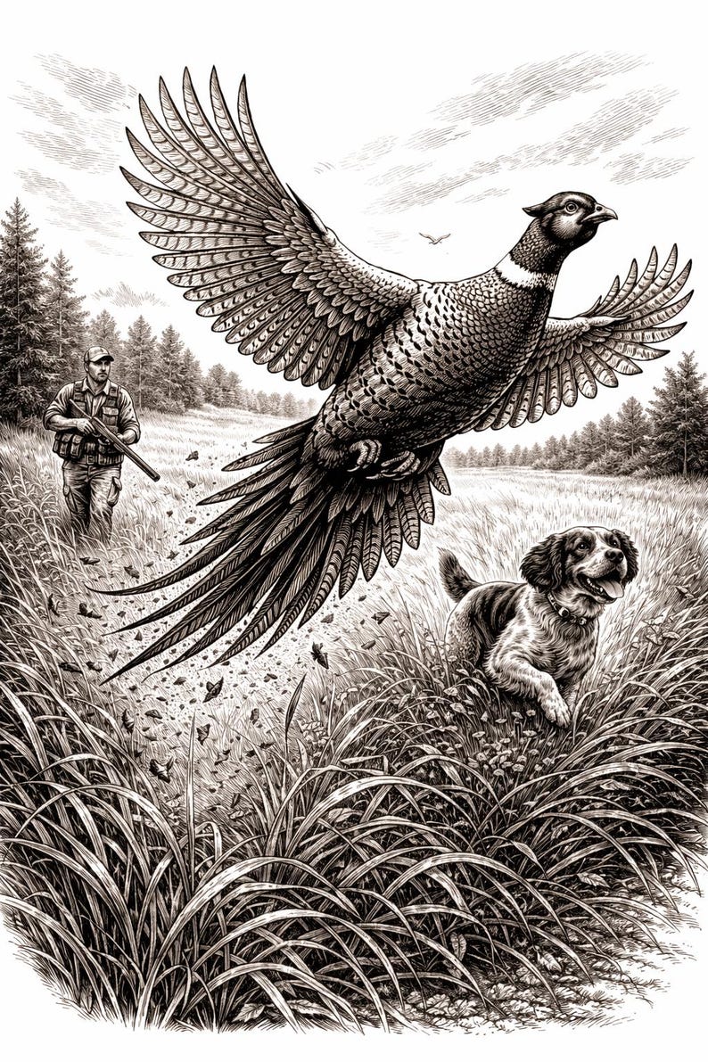 Pheasant Hunting Laser Engraving | Bird Dog Upland Hunter Wood Burn ...