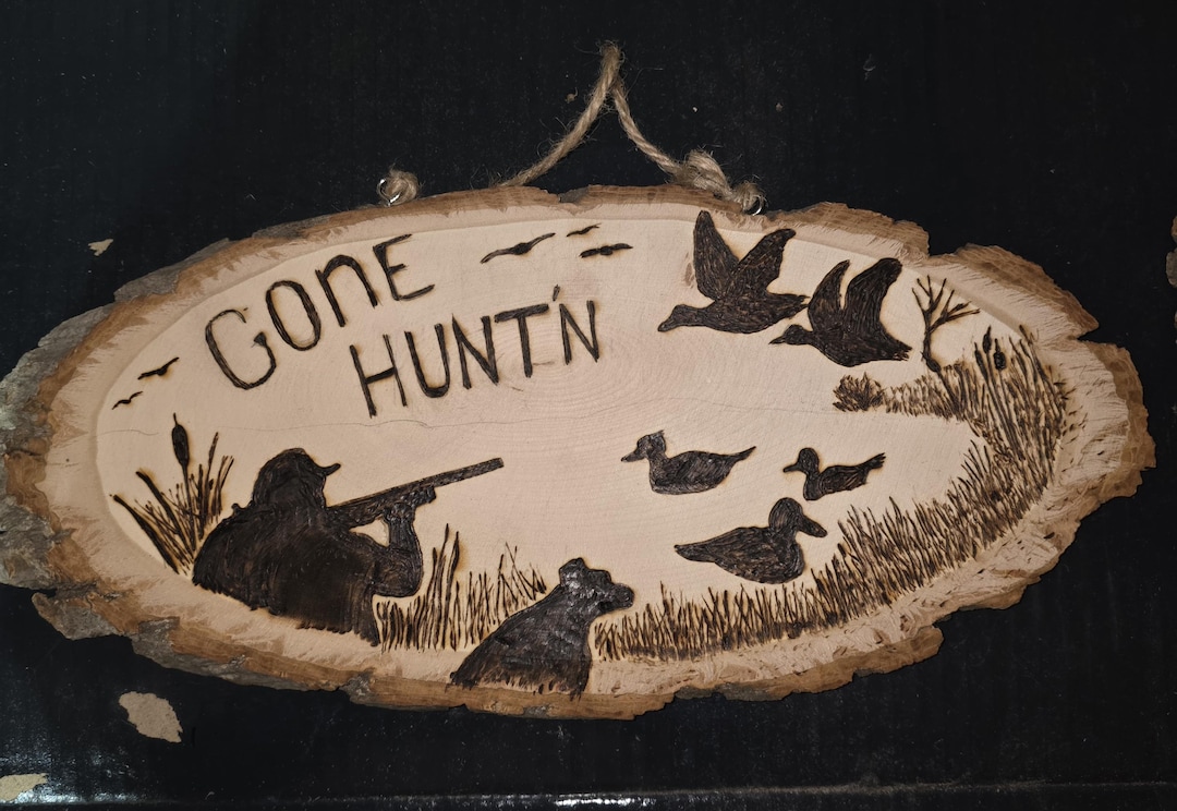 Duck Hunt Camp Sign, Pyrography on Live Edge Birch - Etsy