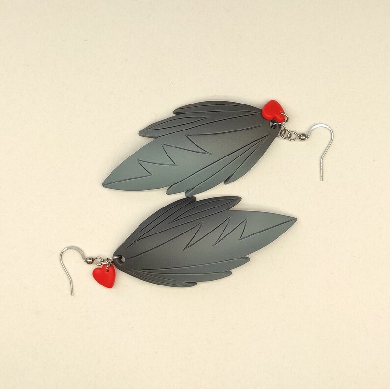 Helluva Boss Stolas Earrings, Demonic Feather Earrings - Etsy