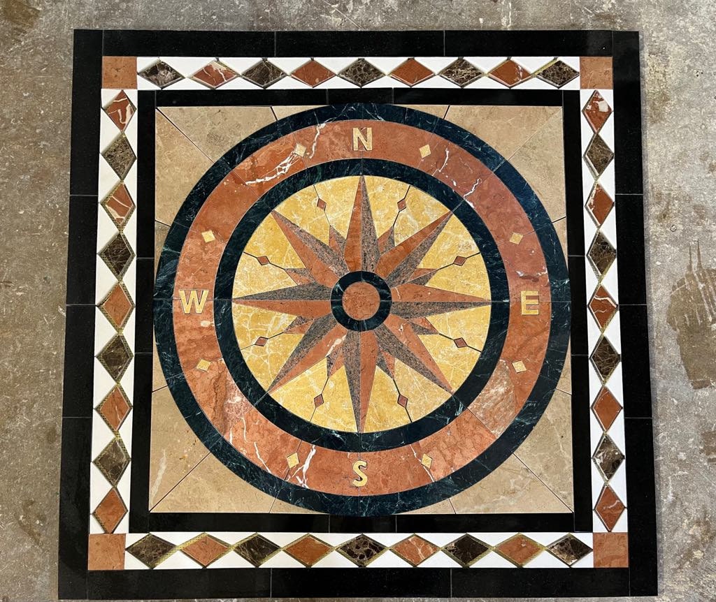 Floor Marble Medallion Red Diamond - Etsy